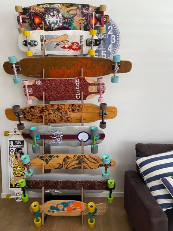 1.9m (12 Slot) Display Skateboard Rack – Black Honeycomb Hex / Marine ...