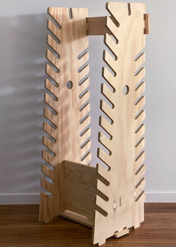 1.2m (25 slots) Freestanding Skateboard Rack – Plywood – Kats Rack