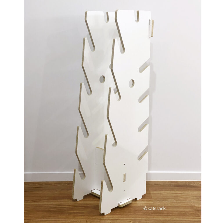 1.2m (9 slots) Display Skateboard Rack – White melamine – Kats Rack